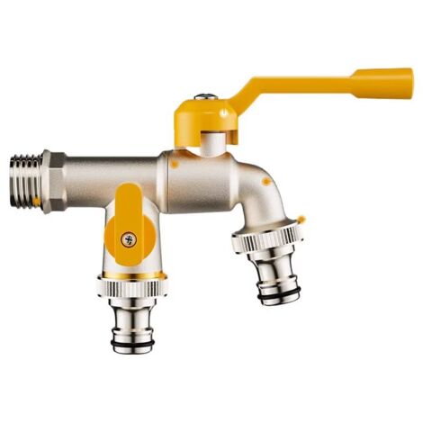 AlwaysH Brass Double Garden Tap, 1/2" Double Outlet Washing Machine Tap ...
