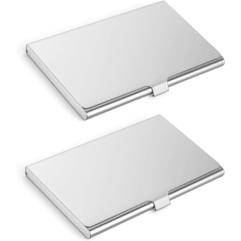 AlwaysH Slim Metal Business Card Holder, 2 Pack Stainless Steel ...
