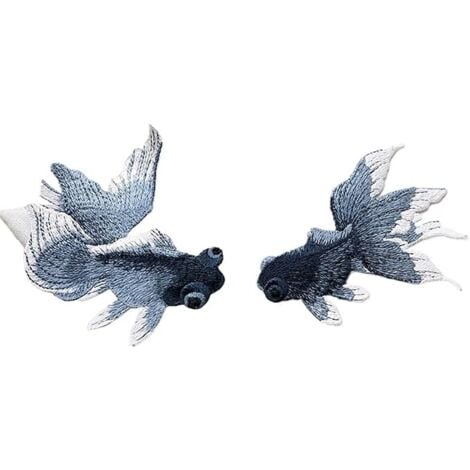 AlwaysH Embroidery Patch 2pcs Goldfish Fish Animal Embroidered Patches ...