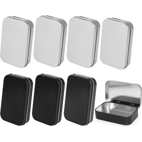 AlwaysH 8pcs Metal Tin Box with Lid, Rustproof Small Rectangular ...
