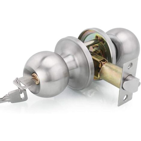 AlwaysH Round Door Handle with Lock - 60/70mm Lock Knob, Security System