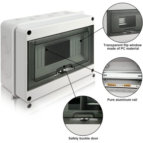 AlwaysH IP65 Waterproof Electrical Box - 8 Modules, Outdoor Control Cabinet