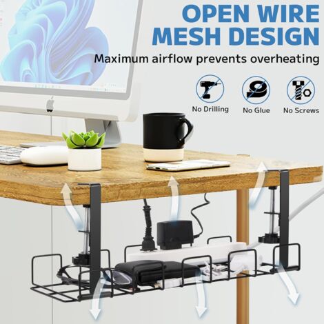 AlwaysH Under Desk Cable Management Tray, No Drilling, Cable Tray with ...