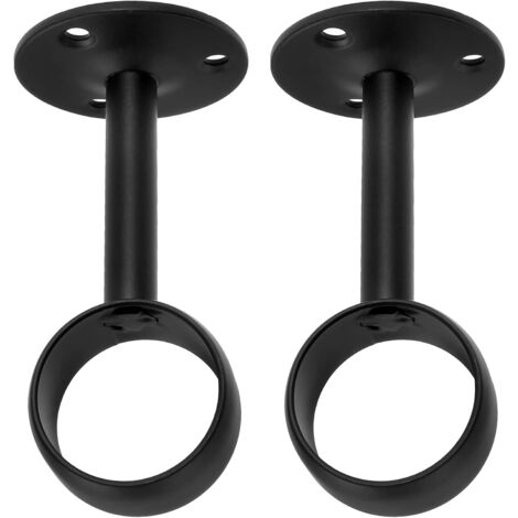 AlwaysH Set of 2 black stainless steel curtain rod brackets with 25mm ...