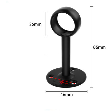 AlwaysH Set of 2 black stainless steel curtain rod brackets with 25mm ...