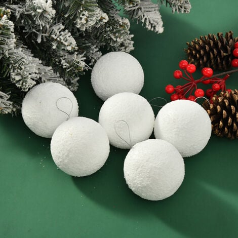 AlwaysH 6pcs 4cm White Styrofoam Foam Christmas Snowballs Balls for ...