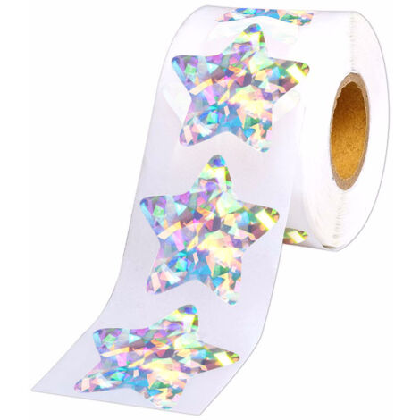 AlwaysH 500 Silver Glitter Star Shape Stickers, Reflective Star Shape ...