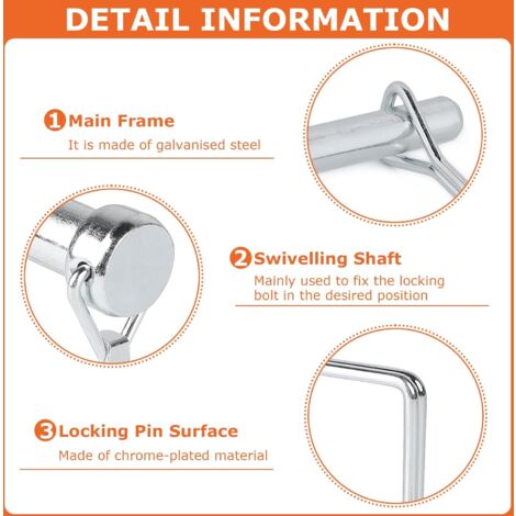 AlwaysH 5pcs 8x60mm Locking Pin, Automatic Square Locking Safety Pin ...