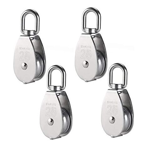 AlwaysH Pieces 25mm Metal Cable Pulley Stainless Steel Pulleys Lifting ...