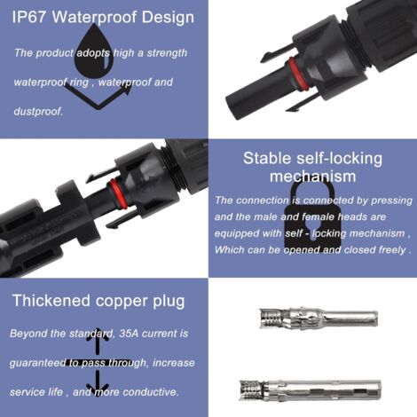 AlwaysH Solar Cable Y-Distributor, 4-6 mm² 1 Pair Solar Panel 1Y2 10AWG ...