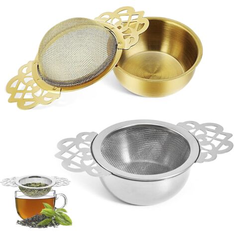 AlwaysH Pack Small Fine Mesh Tea Strainer with Bowl, Stainless Steel ...