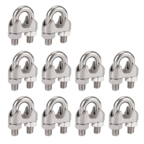 AlwaysH 10pcs 5mm 304 Stainless Steel Cable Clips with Duplex Clips for ...