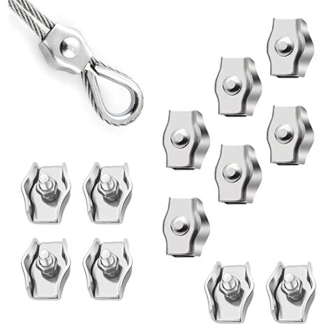 AlwaysH 12 Pieces M3 Wire Rope Clamps Stainless Steel Simplex Cable ...