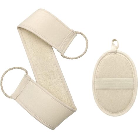 AlwaysH Loofah Back Scrubber, Loofah Bath Strap with Luffa Sponge Pad ...