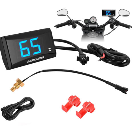 AlwaysH Universal Motorcycle Digital Thermometer with 18/22mm Adapter ...