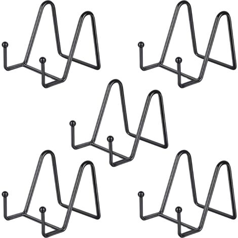 AlwaysH Pack Small 3" Plate Display Stands, Mini Black Metal Picture Frame for Photos, Books ...