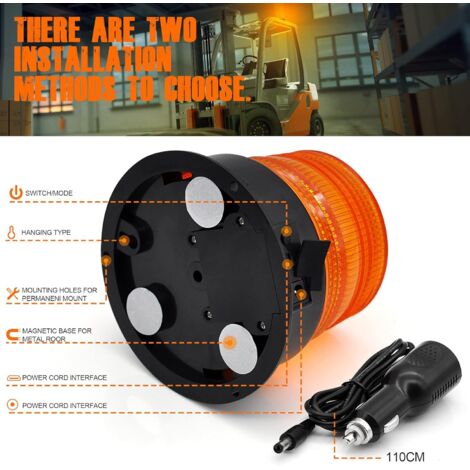 AlwaysH Rechargeable Wireless LED Beacon 12V-24V Orange Strobe Light ...