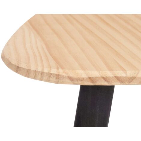 Table basse triangle bois naturel - noir - 64 x 64 x 48 cm