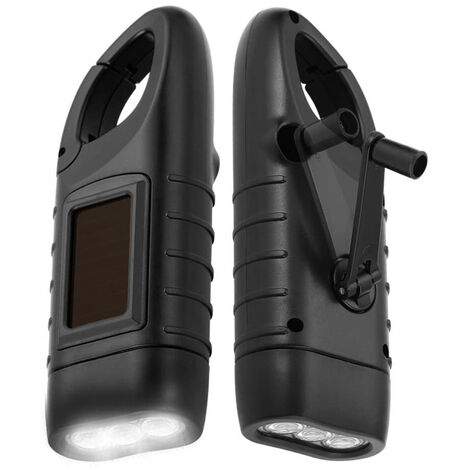 Lampe de poche à énergie solaire à manivelle, lampe de poche LED rechargeable d'urgence, lampe ...