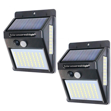 Lot de 2 lampes solaires, 3 modes de fonctionnement, applique murale solaire sans fil pour ...