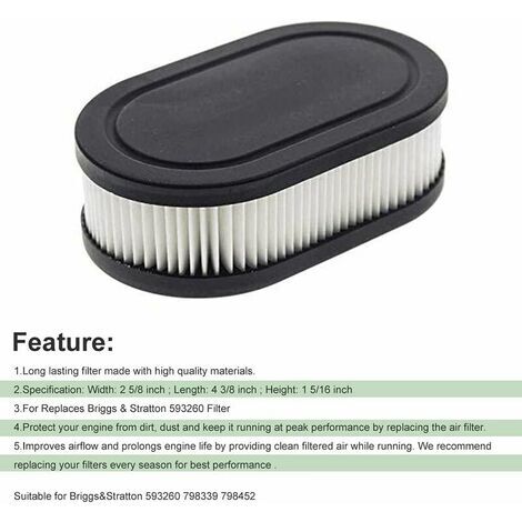 Filtre à Air pour 798452 et 5432 Pièces de Moteur Filtre à Air pour Tondeuse à Gazon 593260