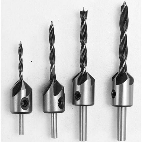 Lot de forets à chanfreiner à trois pointes en acier rapide 4 en 1 pour ...