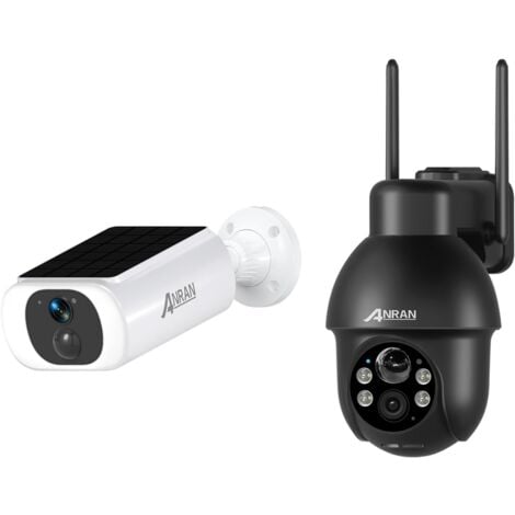 ANRAN 3MP Caméra de surveillance PTZ sans fil Q03 Noire avec panneau ...