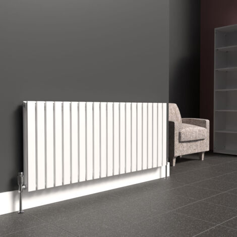 Flat Horizontal Radiator - White - 600mm x 1470mm (Double)