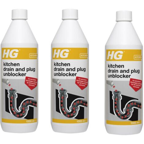 HG Kitchen Drain Unblocker 1L 3-Pack - Enzyme-Based Solution