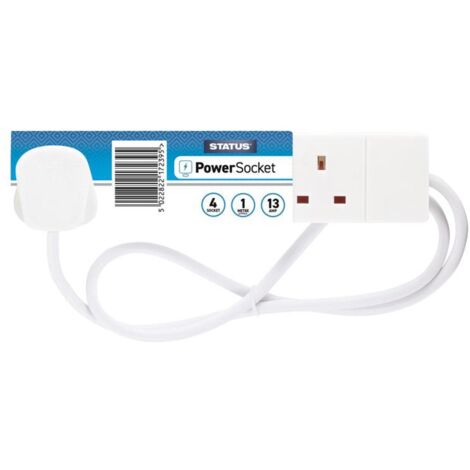 STATUS 240V 4-Gang 13A White Extension Lead 1M