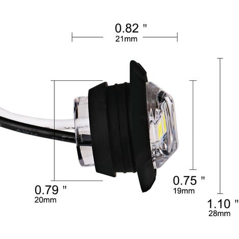 3/4" Round LED Front Rear Side Marker Indicators Light Waterproof ...