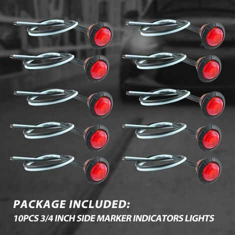 3/4" Round LED Front Rear Side Marker Indicators Light Waterproof ...