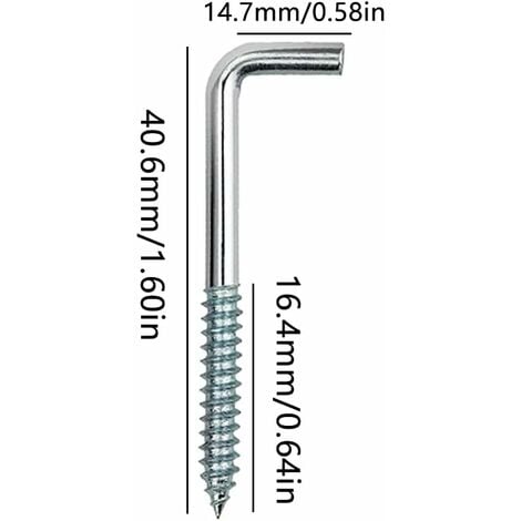 Lot de 40 Crochets à Vis Vis D'angle Crochets L Crochet a Visser Acier ...