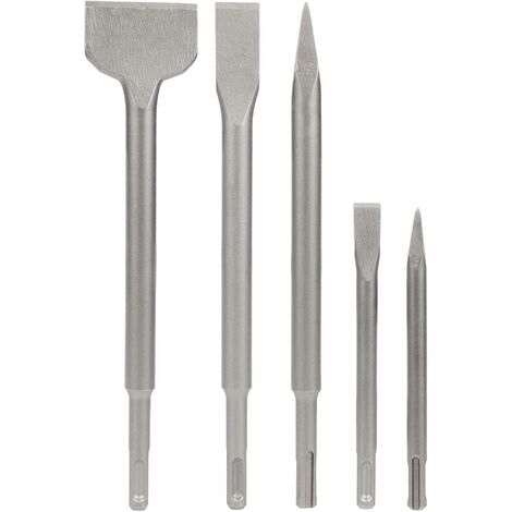 Burin SDS Lot de 5 Burins avec 2 Burin Pointu et 3 Burins Plats, Outil ...