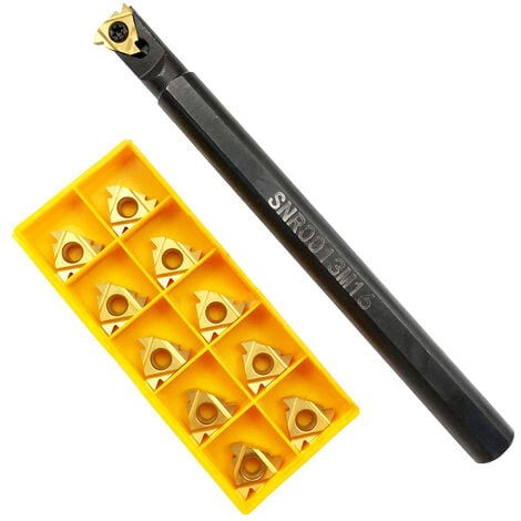 SNR0013M16 Support de tournage CNC pour tour à filetage interne + 10 inserts de tournage 16IR ...