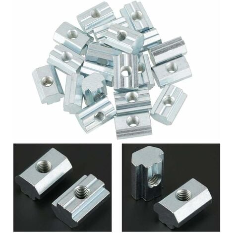 20pcs Écrou coulissant standard Écrou à glissière en T en acier au carbone galvanisé pour les ...