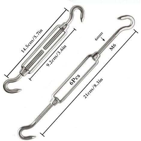 6 Pièces Tendeur Cable M6 Tendeur Cable Inox 304 Réglable Crochet de ...