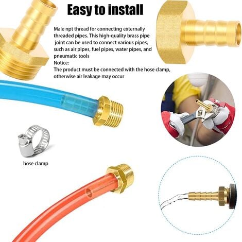 12 raccords de tuyau 1/2, 8 mm, 10 mm, 12 mm, filetage extérieur et filetage intérieur pour ...