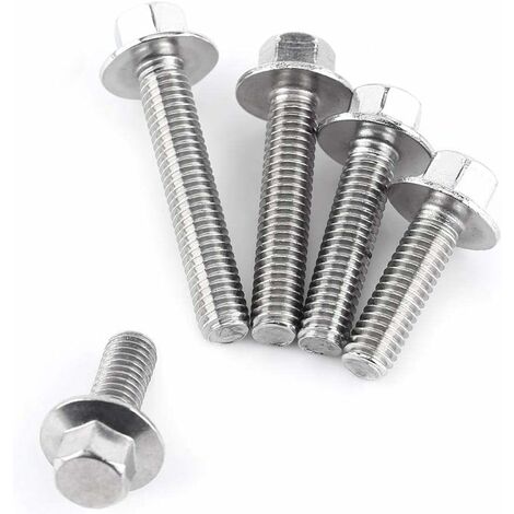 10pcs M6 acier inoxydable SS304 kit de vis, Vis à bride hexagonale Fixation des boulons de la ...