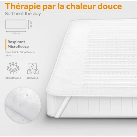 Surmatelas Chauffant Électrique 150x80cm avec Arrêt Automatique ...