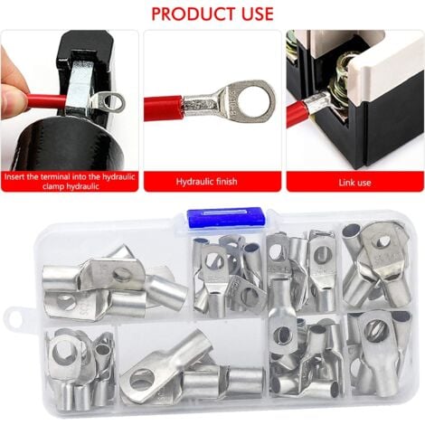 60 PCS Cosses Électrique Trou Boulon en Cuivre Étamé Anneau à Sertir Bornes