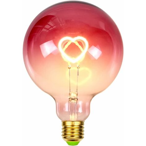 Ampoule Led Grand Globe Edison Ampoule G125 Rose Couleur Coeur Filament ...