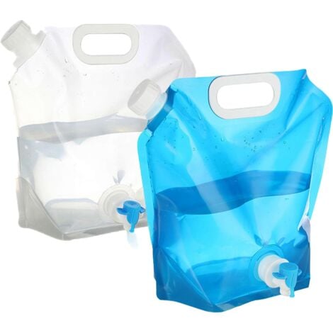 10L Bidon d'eau Pliable, 2pcs Sac d'eau Pliable avec Couvercle Dense et Robinet, Conteneur d'eau ...