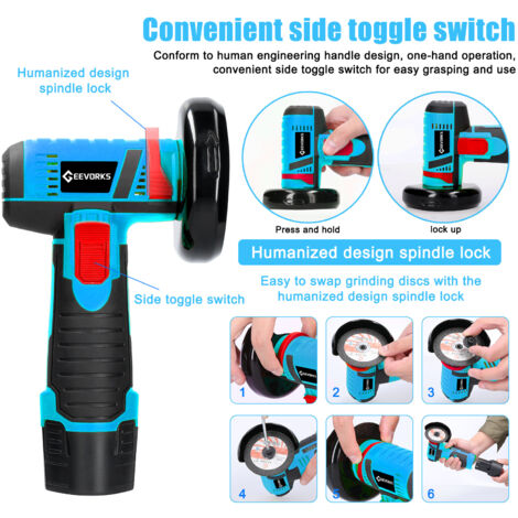 TONYSA Mini Meuleuse Sans Fil, 76MM Mini Disqueuse Sans Fil, Meuleuse D ...