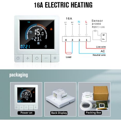 TONYSA Thermostat Intelligent WiFi pour Chauffage au Sol électrique , Thermostat Connecté ...