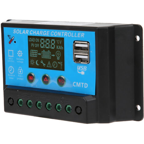 TONYSA Contrôleur de charge solaire automatique pour batterie au plomb 12 V/24 V 20 A ...