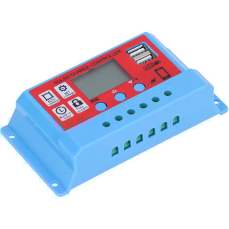 TONYSA Contrôleur de charge de panneau solaire 12 V/24 V, chargeur photovoltaïque PWM à 3 ...