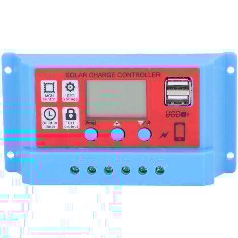 TONYSA Contrôleur de charge de panneau solaire 12 V/24 V, chargeur photovoltaïque PWM à 3 ...