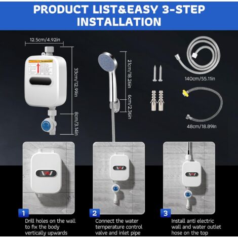 Tankless Electric Water Heater, Electric Instant Water Heater with ...