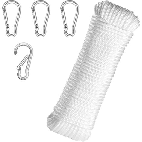 20M Corde pour Drapeau,Corde d'escalade,Corde en Nylon avec 4 Crochets ...